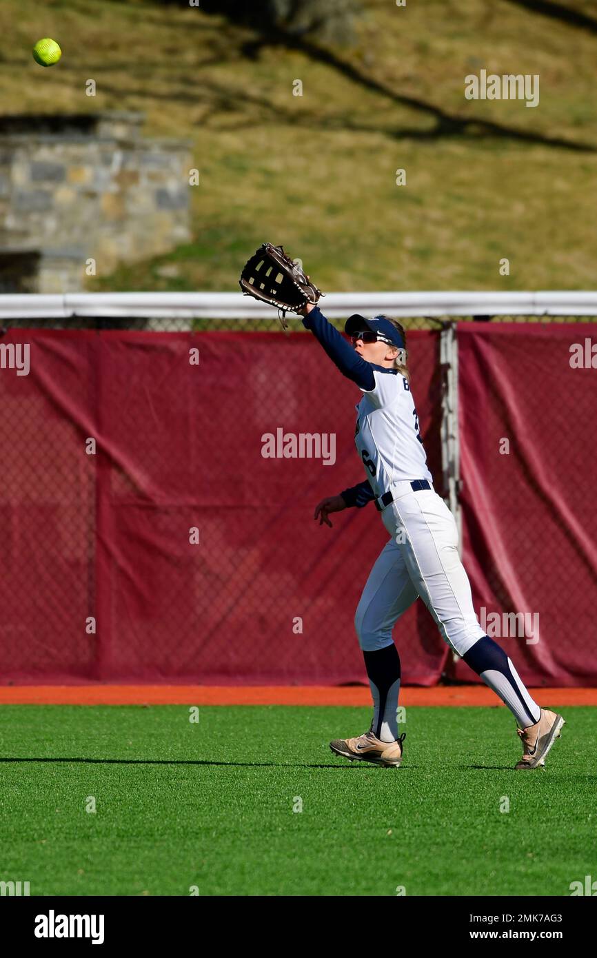 George Washington's Sidney Bloomfield grabs an out during the sixth inning of an NCAA college ...