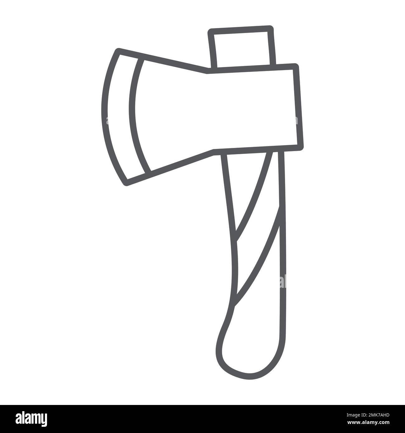 Ax thin line icon, tool and cut, axe sign, vector graphics, a linear pattern on a white ...