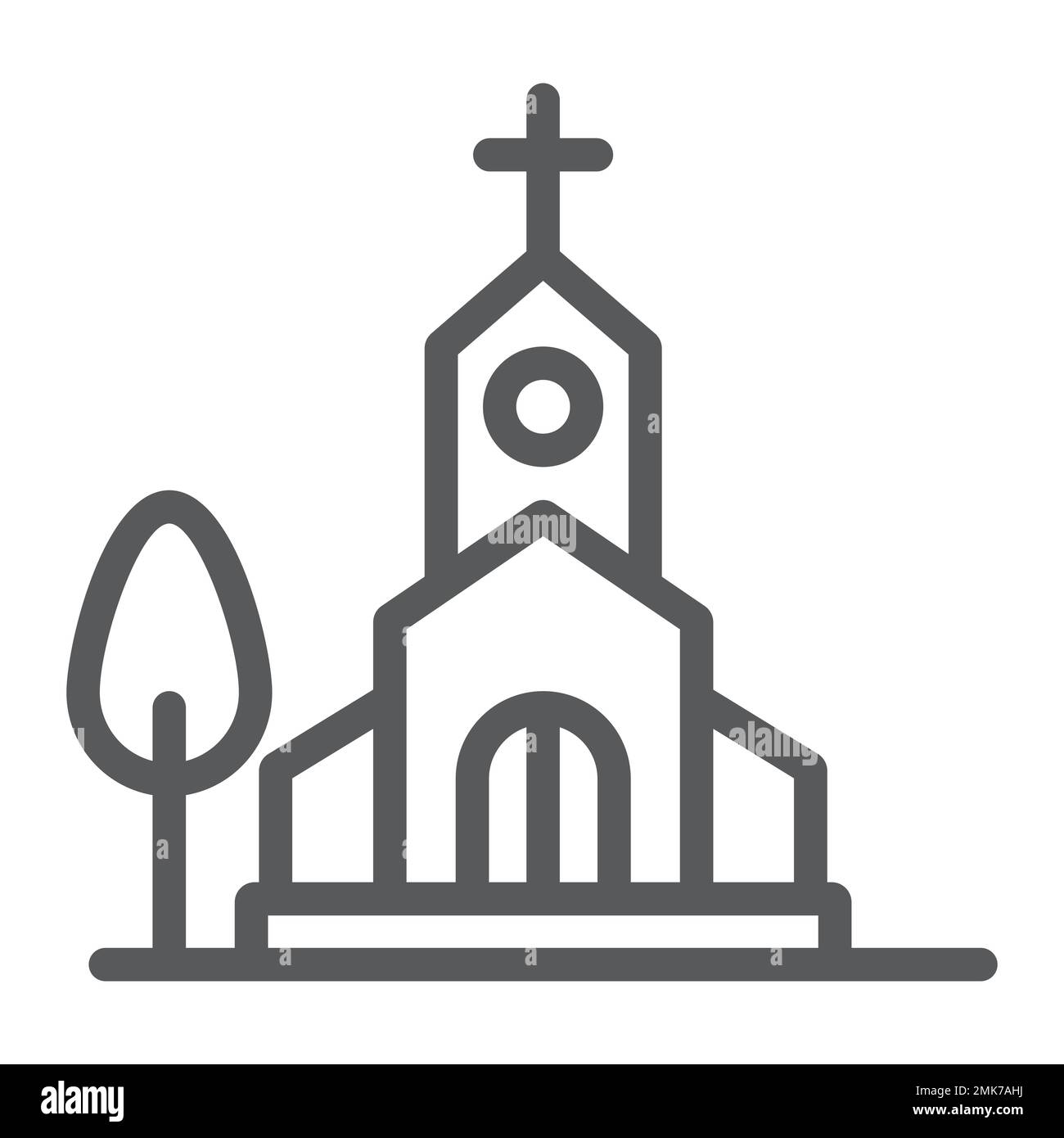 Church line icon, religion and building, chapel sign, vector graphics ...