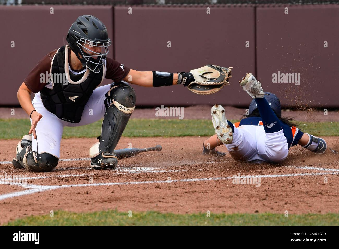 Lehigh's Emily Preble can't tag out Bucknell's Allyse Volpe at home ...