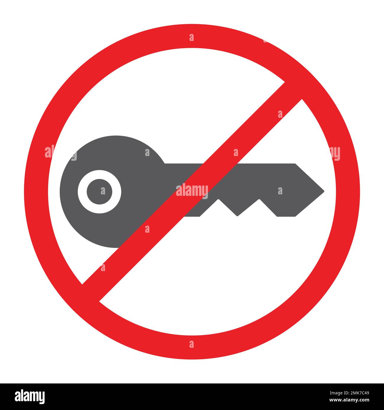 No key glyph icon, prohibited and ban, key forbidden sign, vector ...