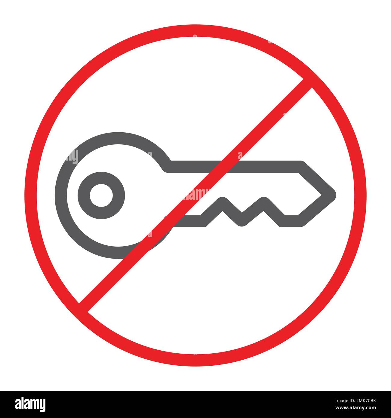 No key line icon, prohibited and ban, key forbidden sign, vector ...