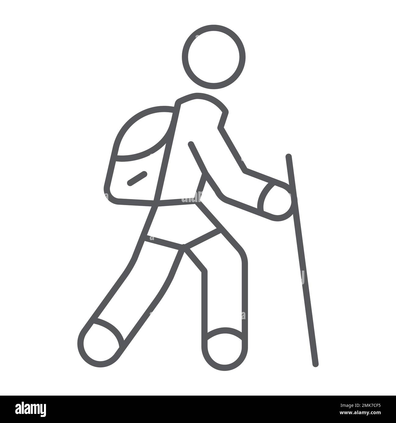 Tourist thin line icon, travel and hiking, hiker sign, vector graphics ...