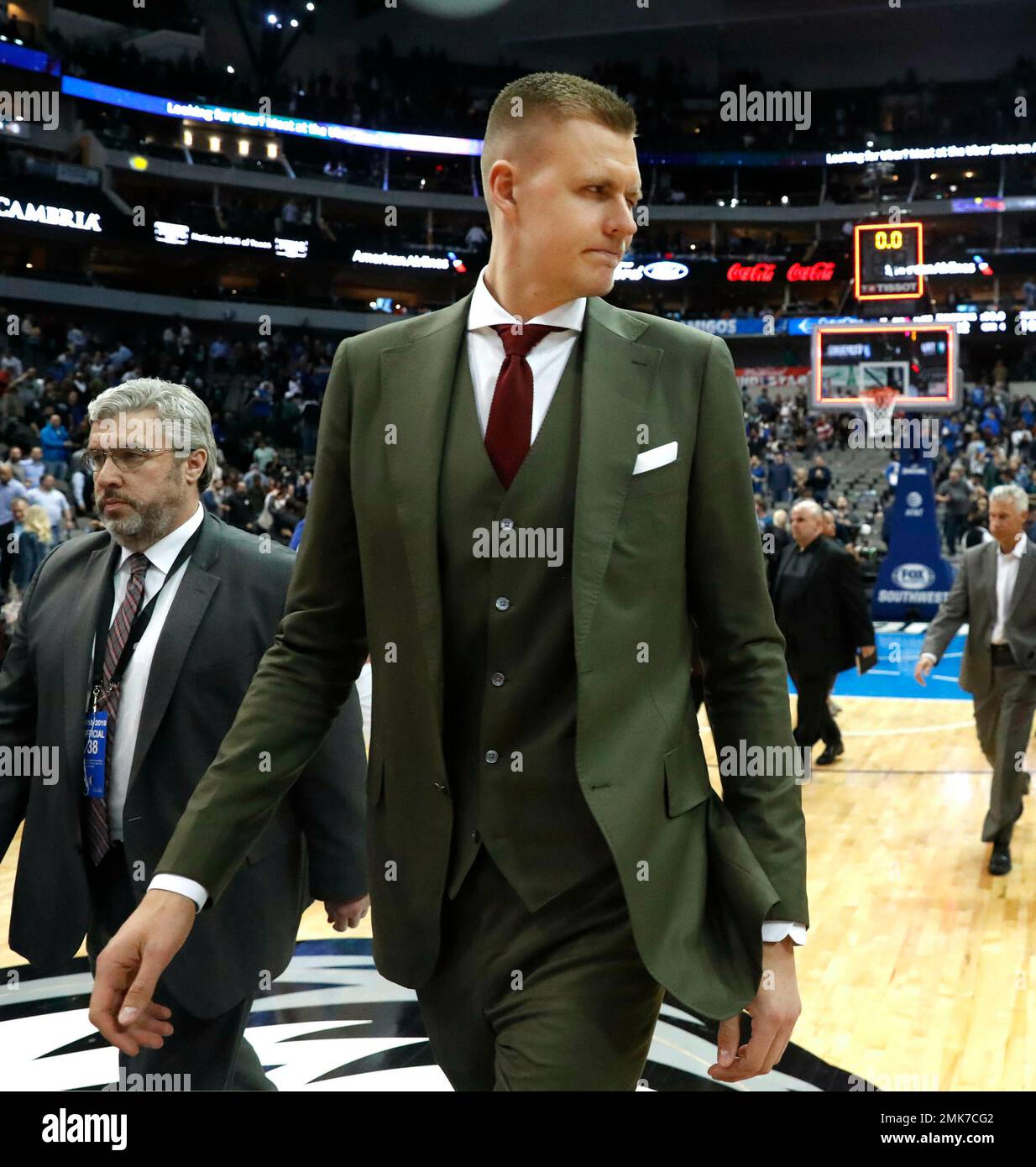 Dallas Mavericks forward Kristaps Porzingis after an NBA basketball ...