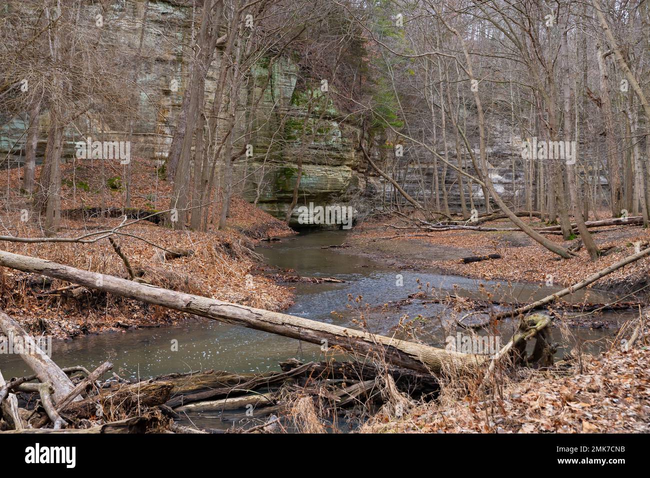 Water flowing down Illinois Canyon on a Winter morning. Starved Rock ...