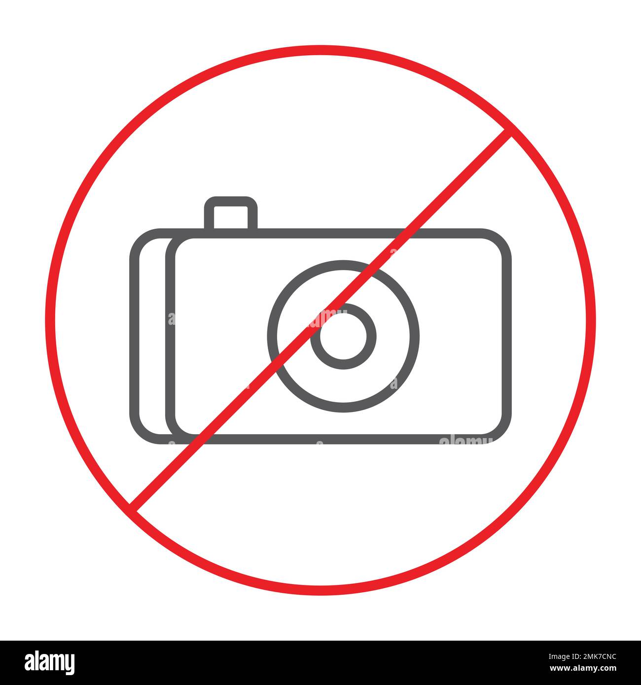 No photo thin line icon, prohibited and ban, no camera sign, vector ...