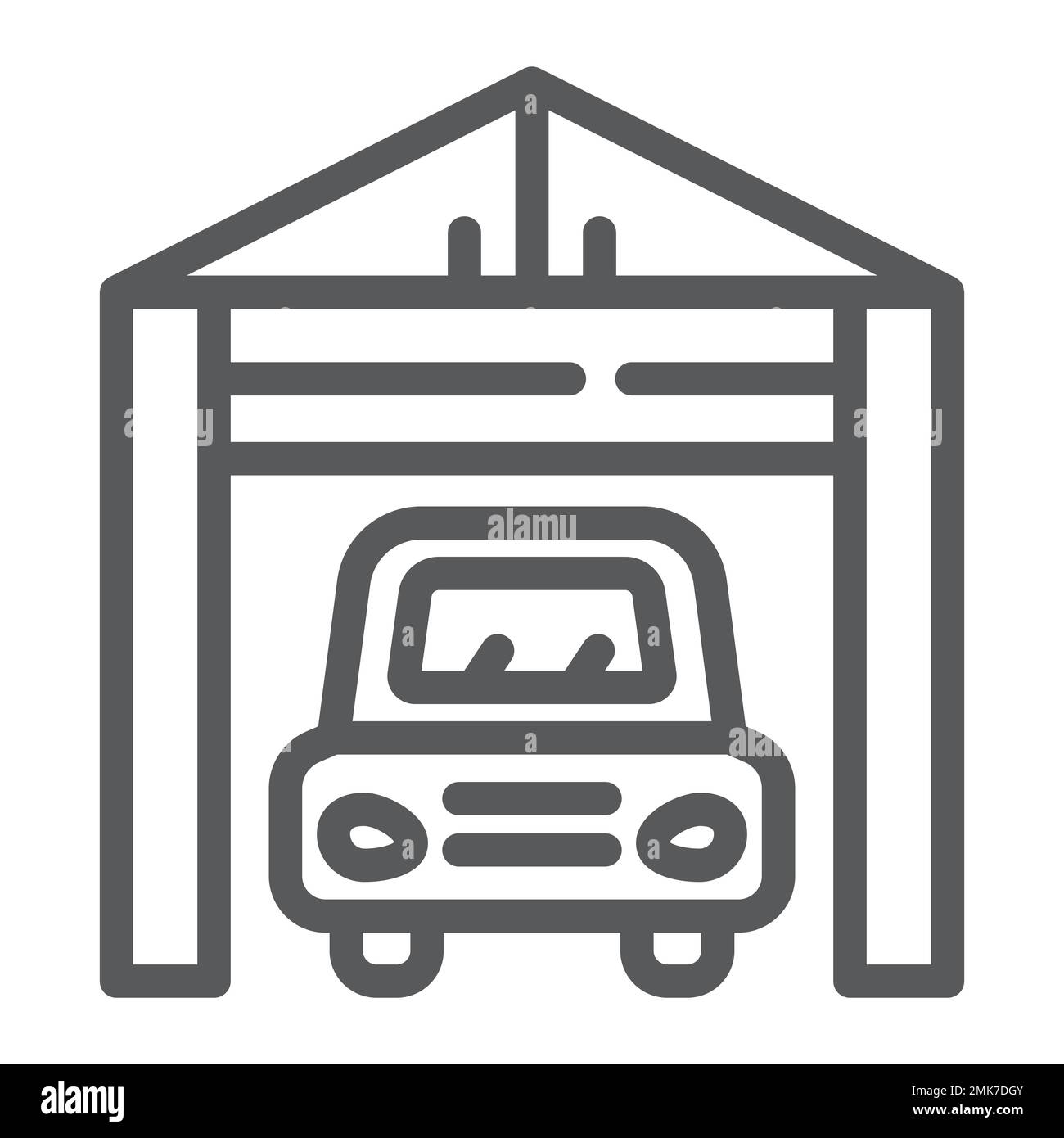 Garage line icon, auto and parking, car house sign, vector graphics, a ...
