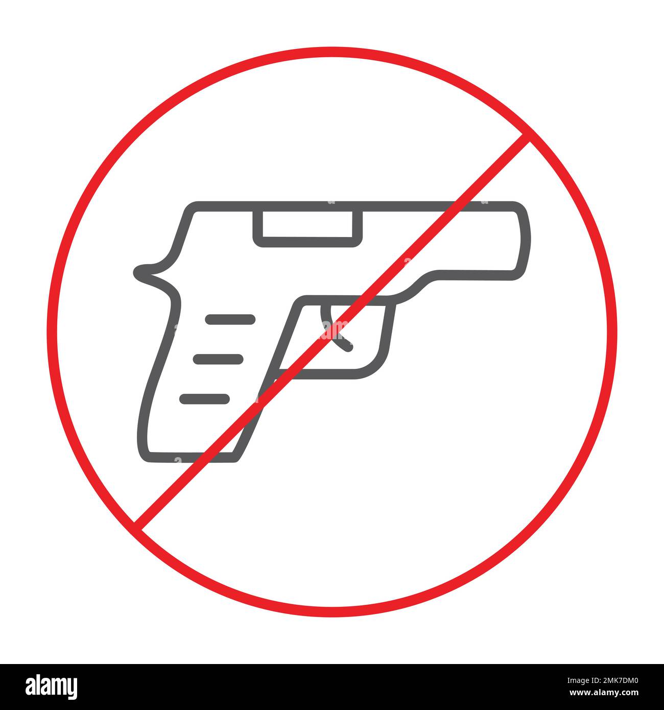 No gun thin line icon, prohibited and restriction, no weapon sign ...