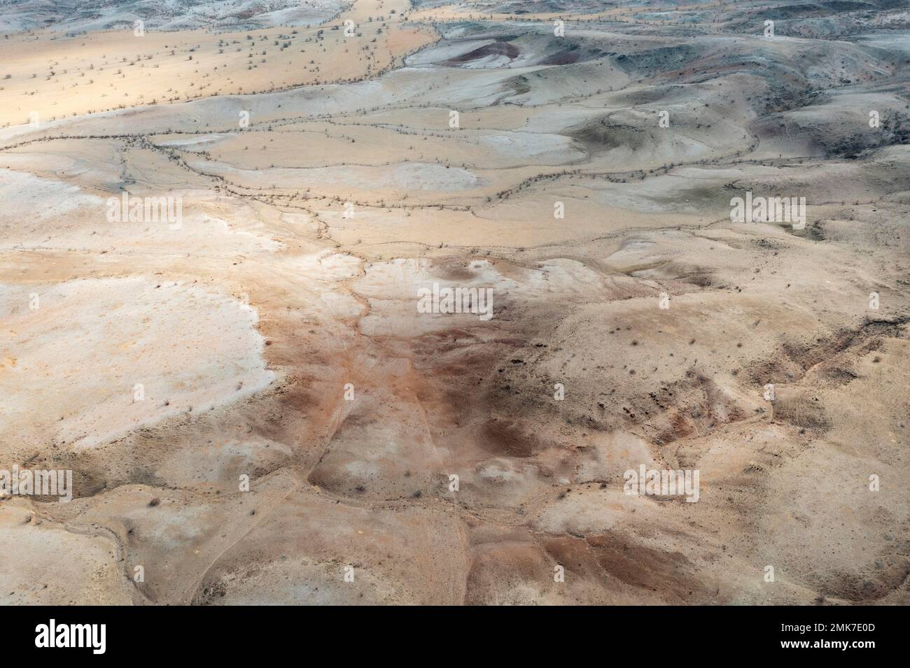 Badlands after years of drought, aerial view, drone shot, Kaokoland ...
