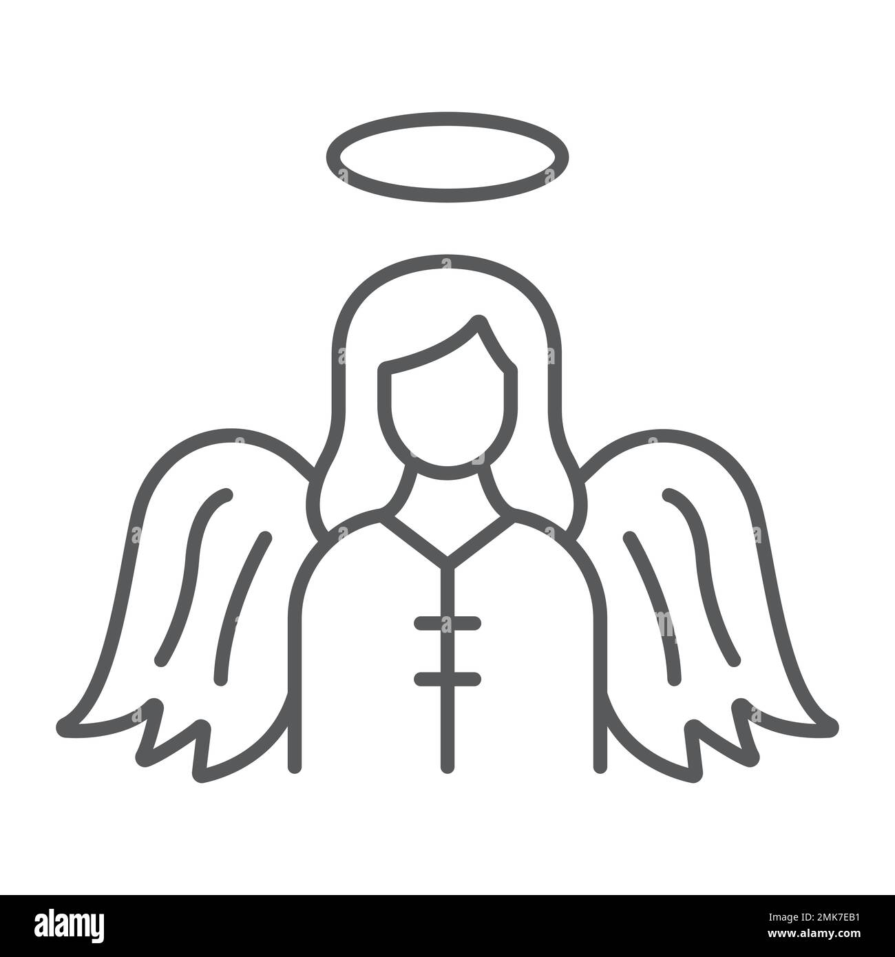 Angel thin line icon, religion and heaven, character sign, vector ...
