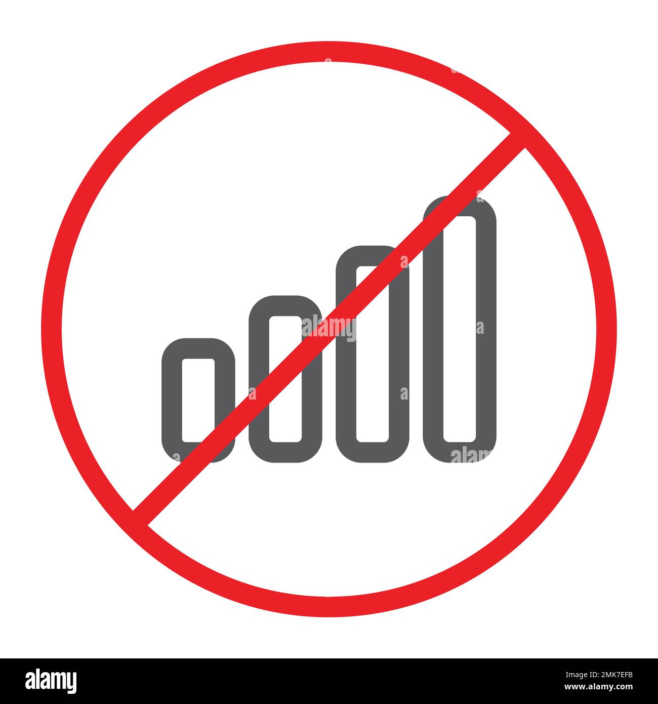 No signal line icon, prohibited and ban, no connection sign, vector ...