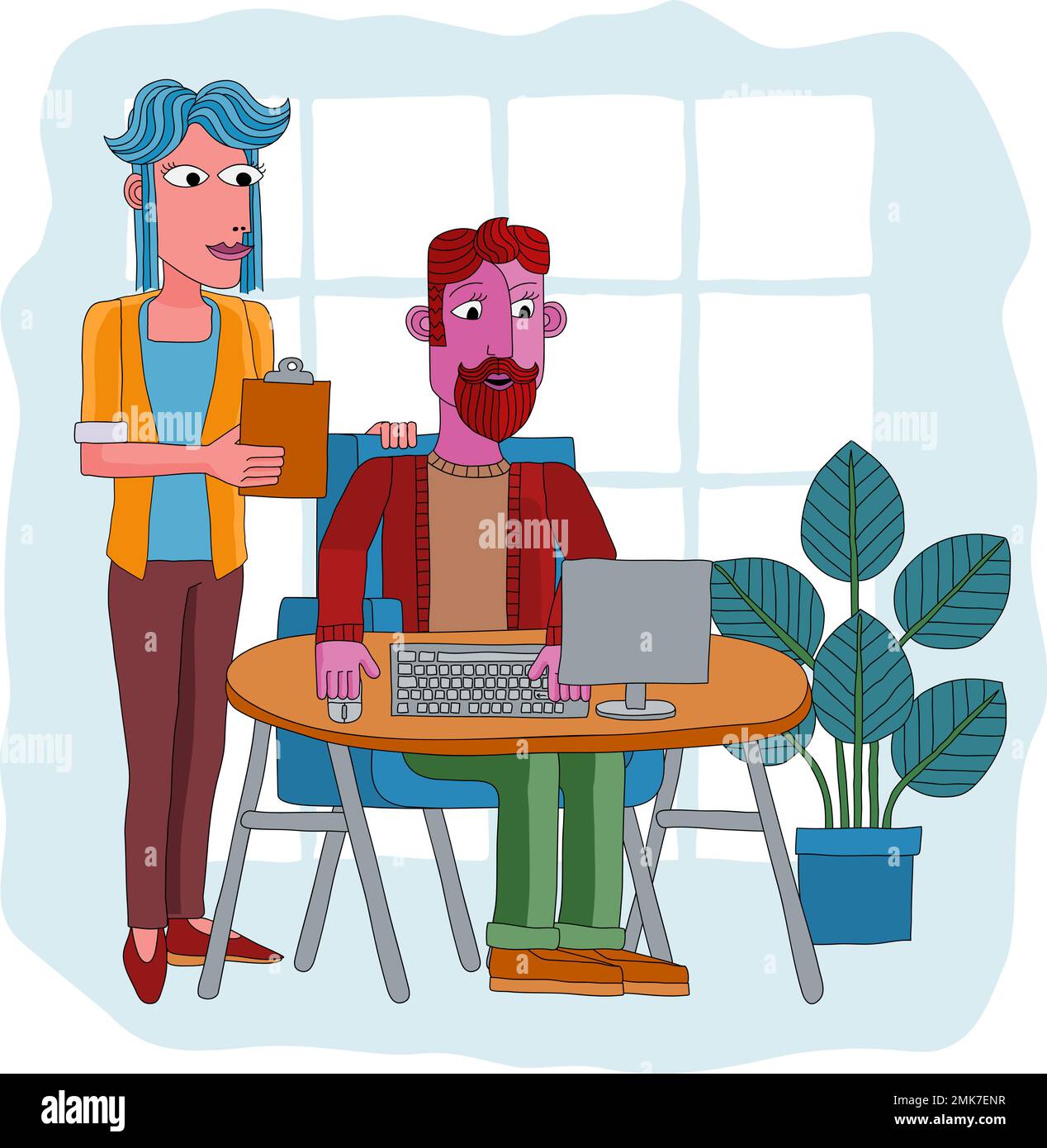 People Working Business Illustration Office Scene Stock Vector Image ...