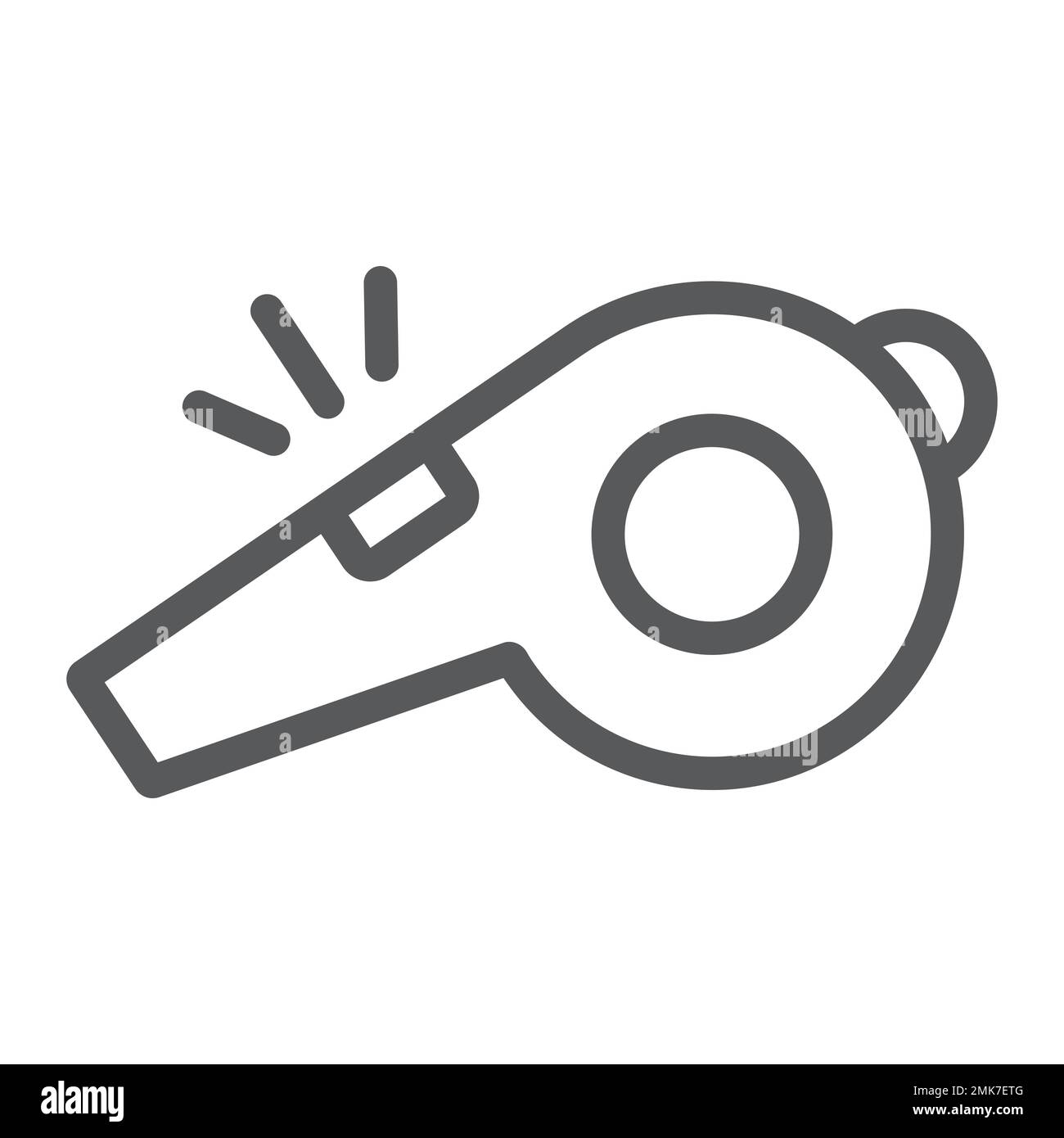 Whistle line icon, sport and equipment, blower sign, vector graphics, a ...