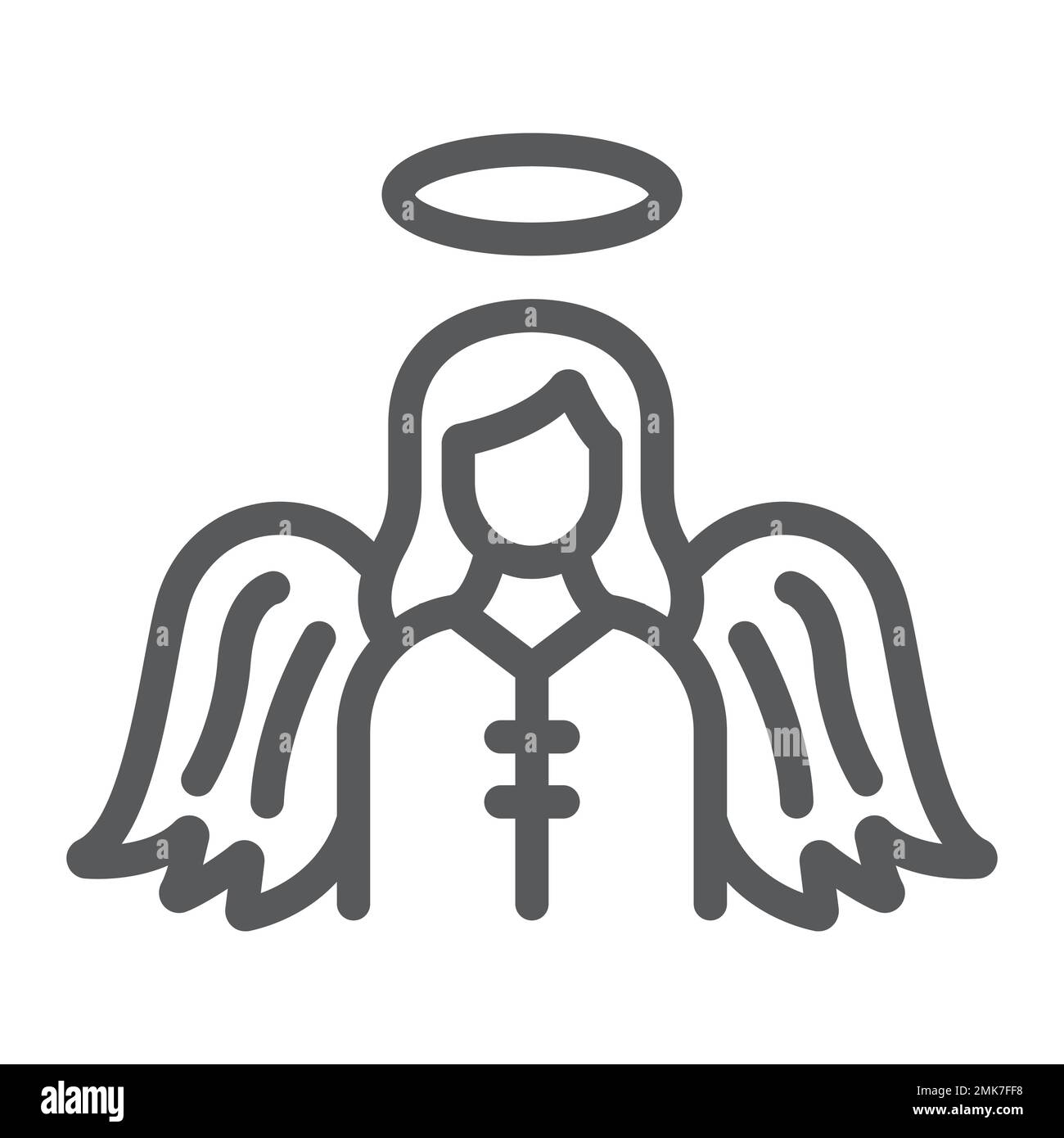 Angel line icon, religion and heaven, character sign, vector graphics ...