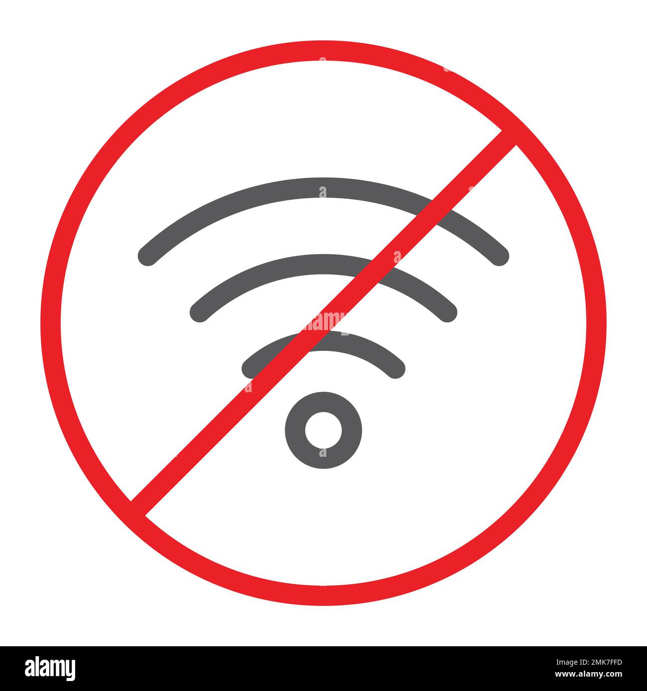 No wifi line icon, prohibited and ban, internet forbidden sign, vector ...