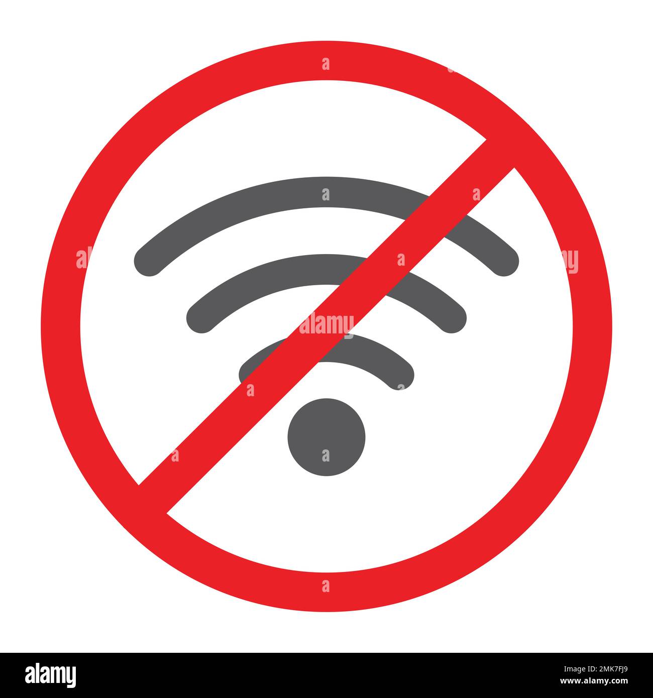 No wifi glyph icon, prohibited and ban, internet forbidden sign, vector ...