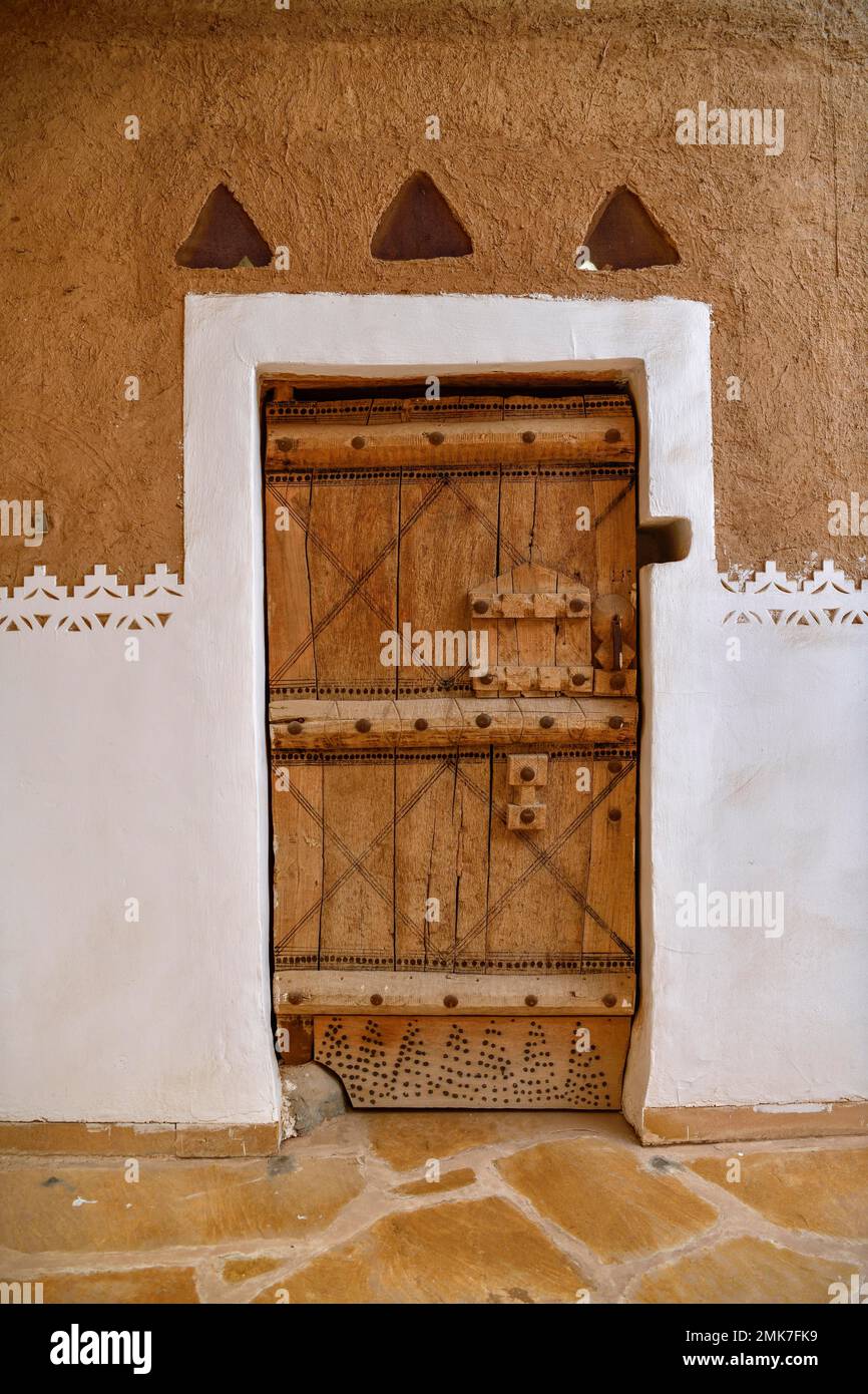 Old door in Al Masmak Fort, historic fortress built in 1865, in the old ...