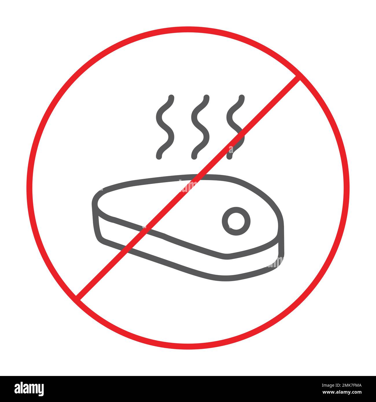 No meat thin line icon, prohibited and forbidden, vegetarian sign ...