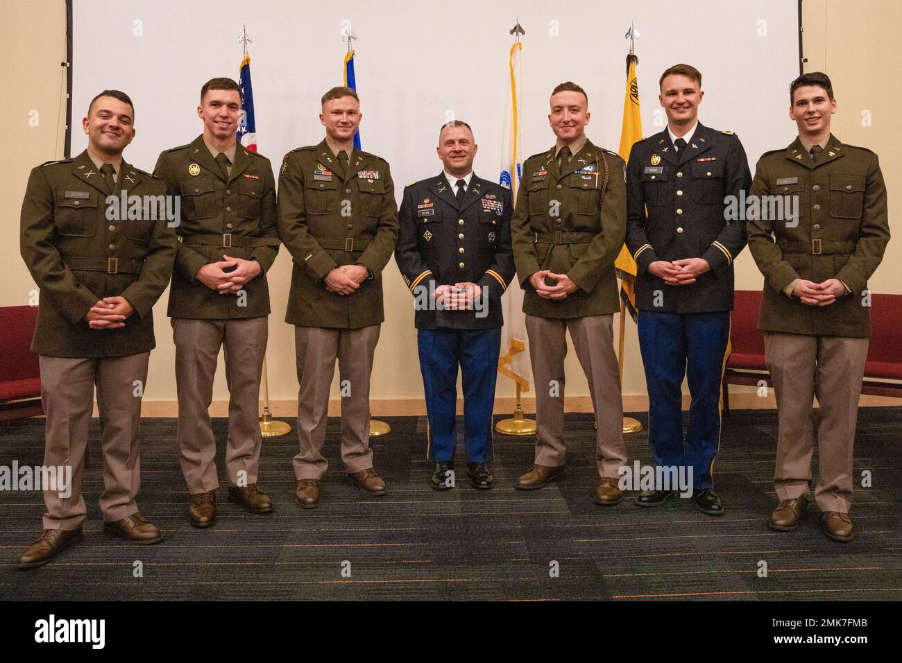 Newly commissioned officers from the Nathan Hale Battalion pose with U ...