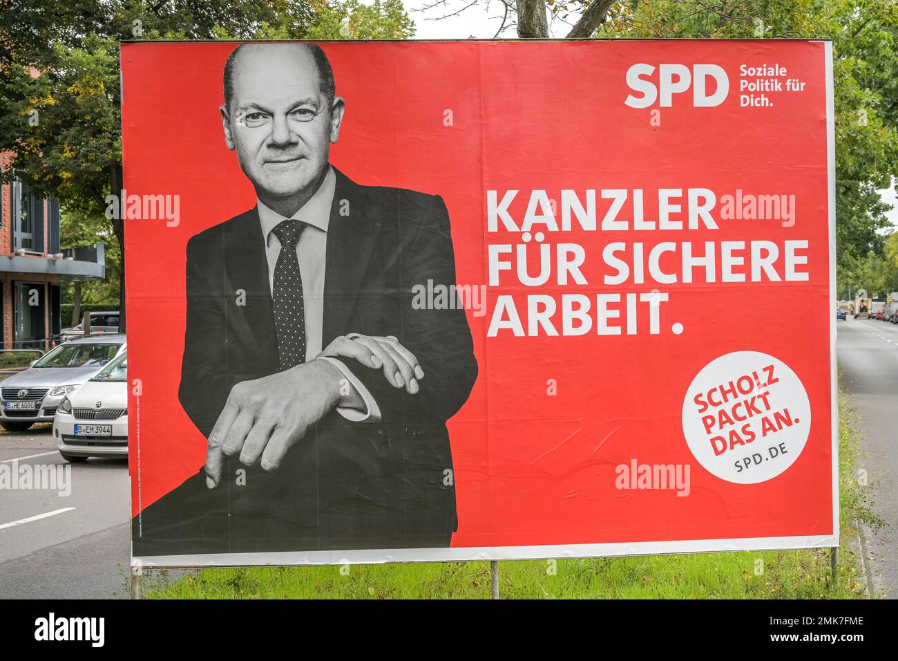 Election poster, Olaf Scholz, SPD, Bundestag election, Berlin, Germany ...