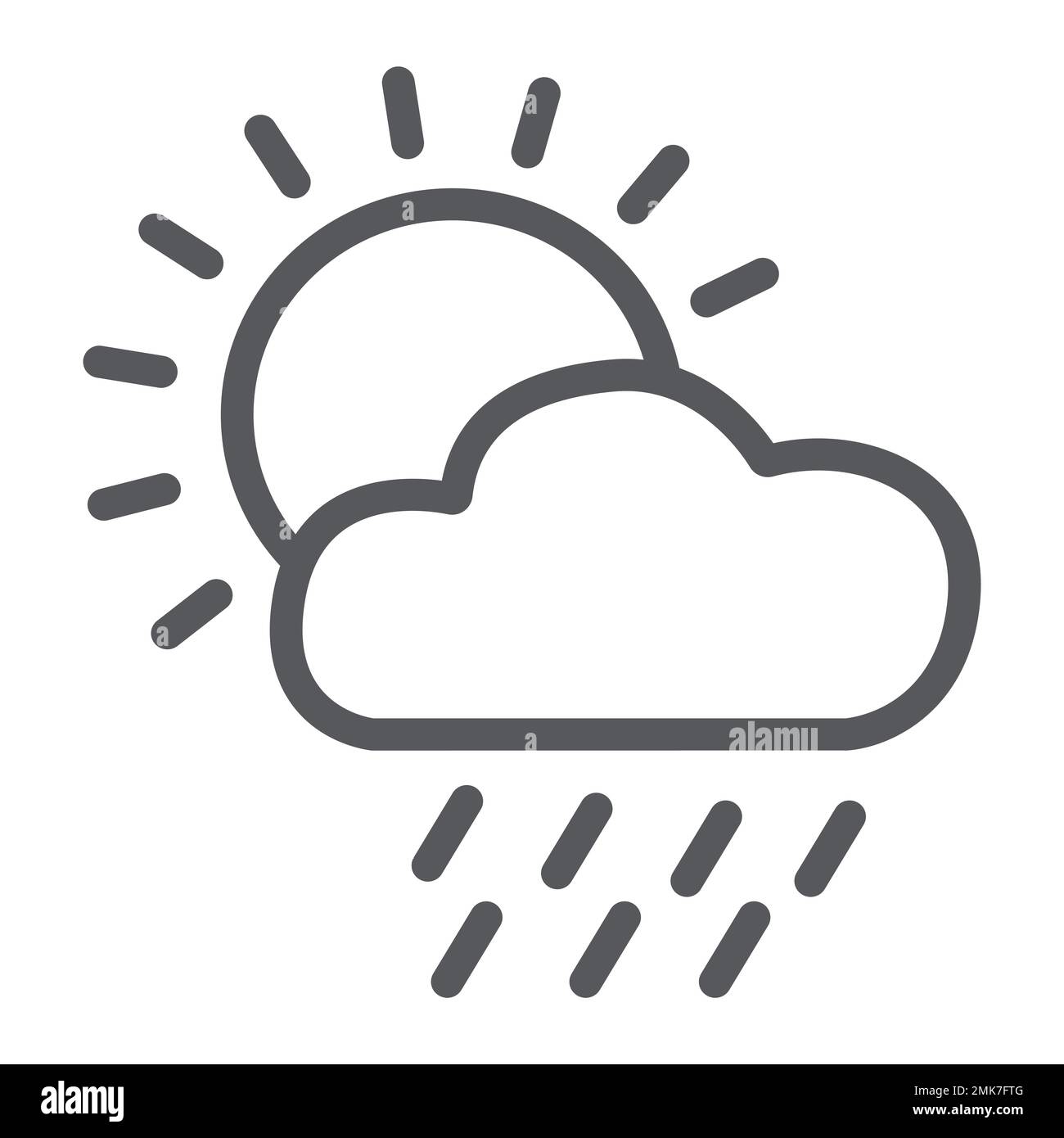 Rain line icon, day and sky, weather sign, vector graphics, a linear ...