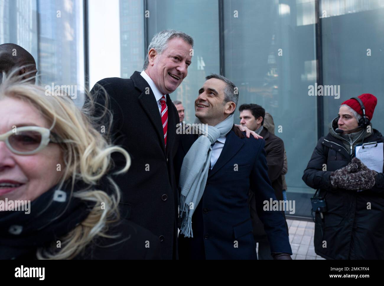 New York Mayor Bill de Blasio, left, and Alex Poots, CEO of The Shed ...