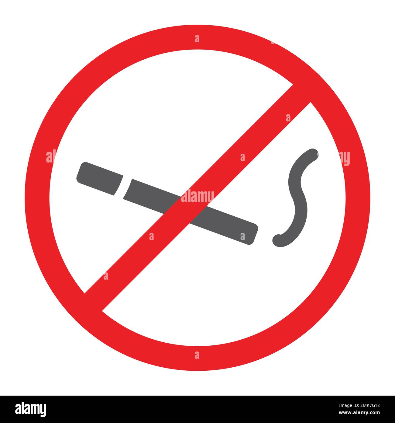 No smoking glyph icon, prohibited and forbidden, no cigarette sign ...