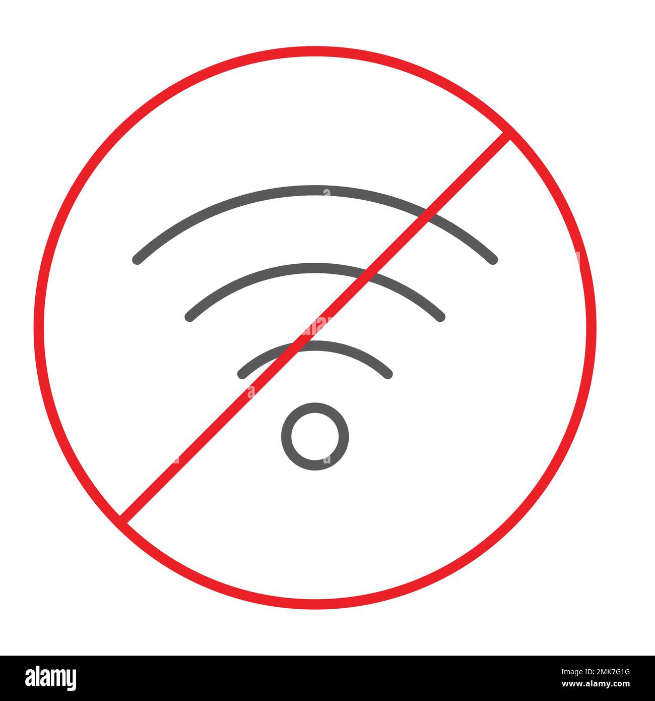 No wifi thin line icon, prohibited and ban, internet forbidden sign ...