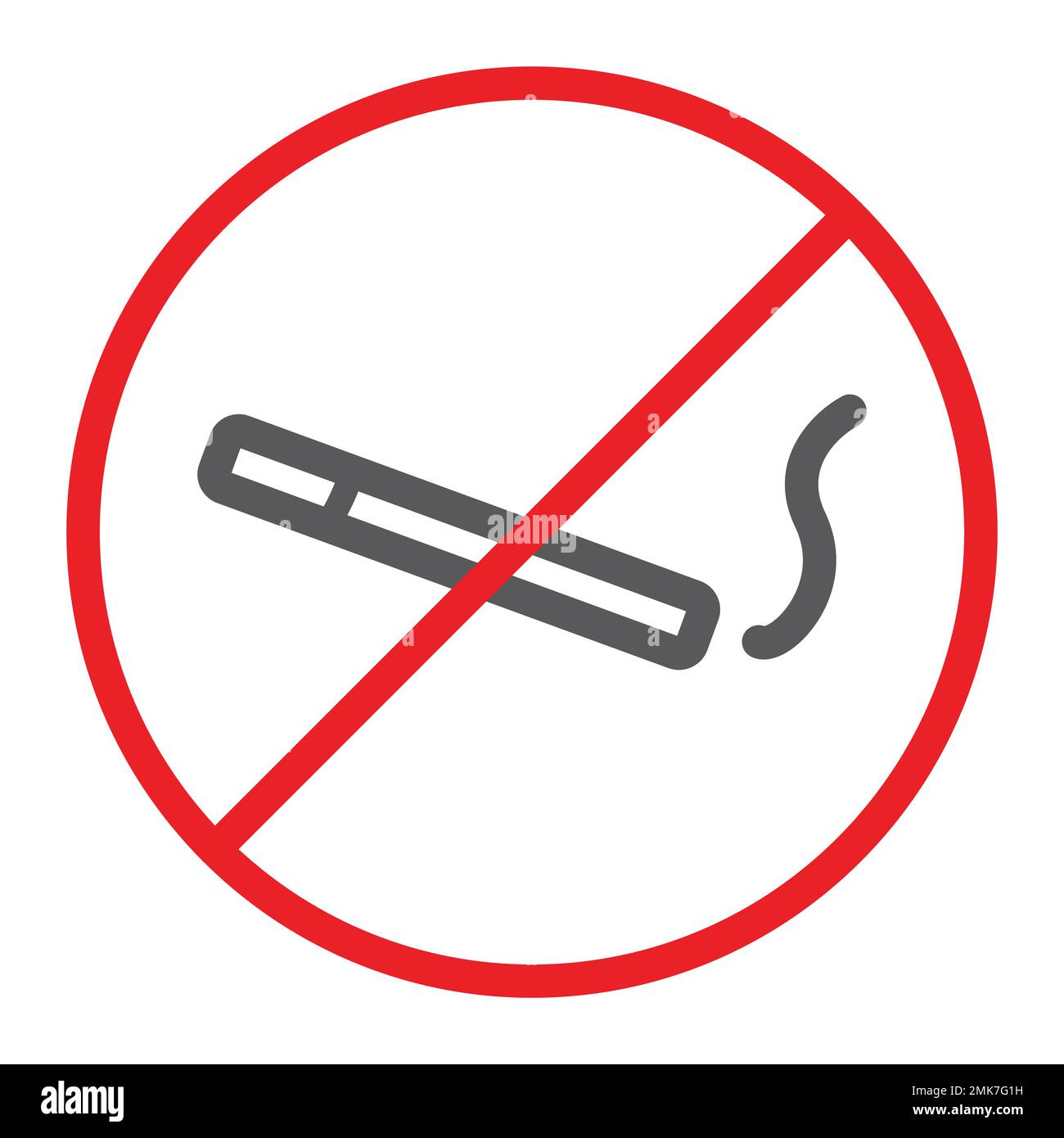 No smoking line icon, prohibited and forbidden, no cigarette sign ...