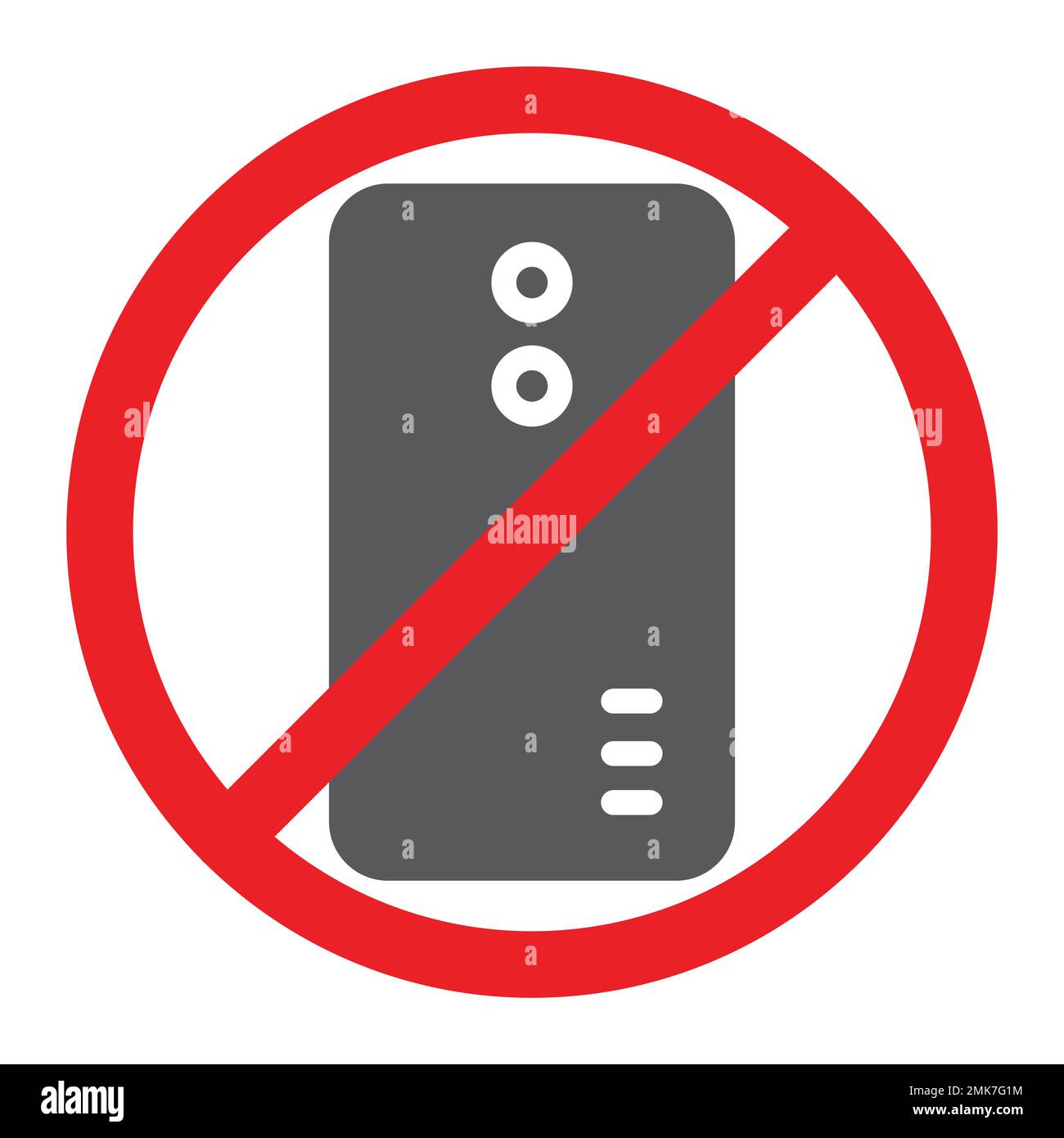 No phone glyph icon, prohibited and ban, no call sign, vector graphics ...