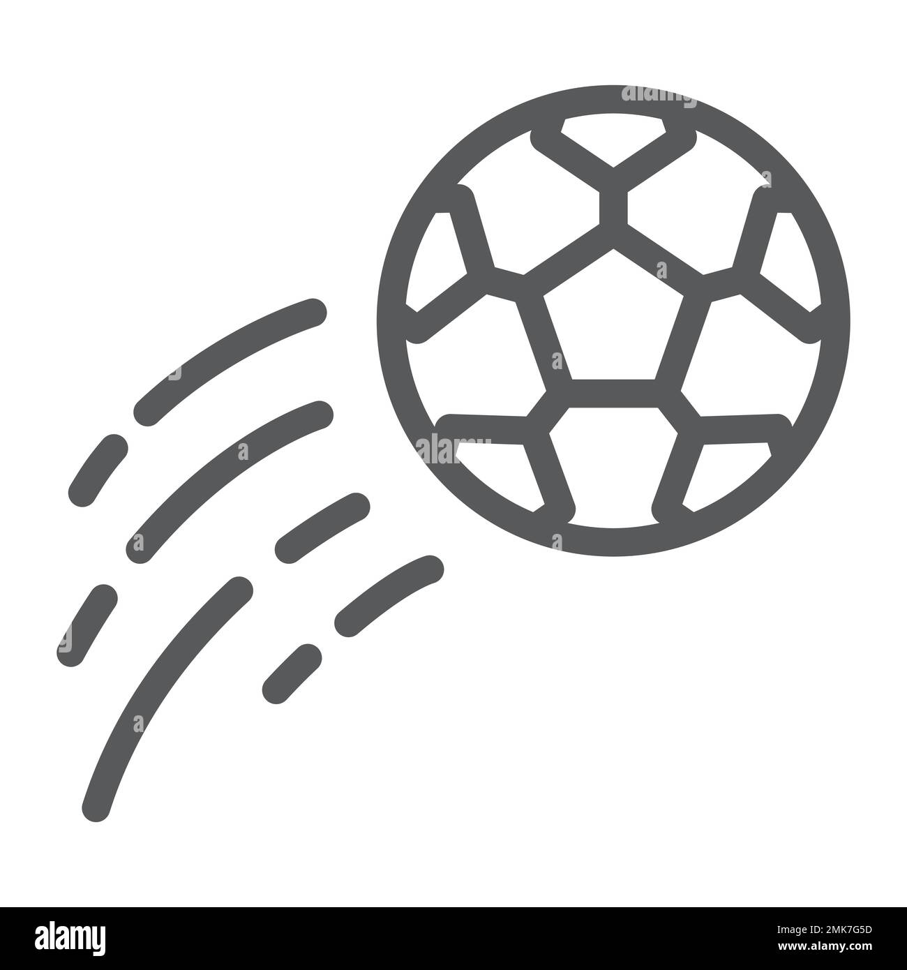 Flying soccer ball line icon, game and sport, football sign, vector ...