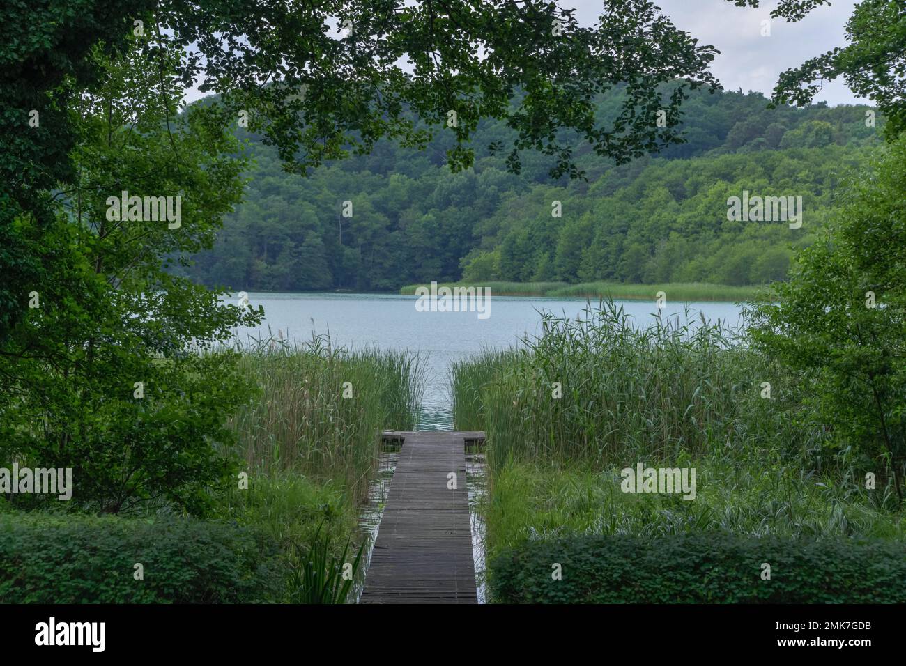 Footbridge to the Schermuetzelsee at the Brecht-Weigel-Haus, Buckow ...