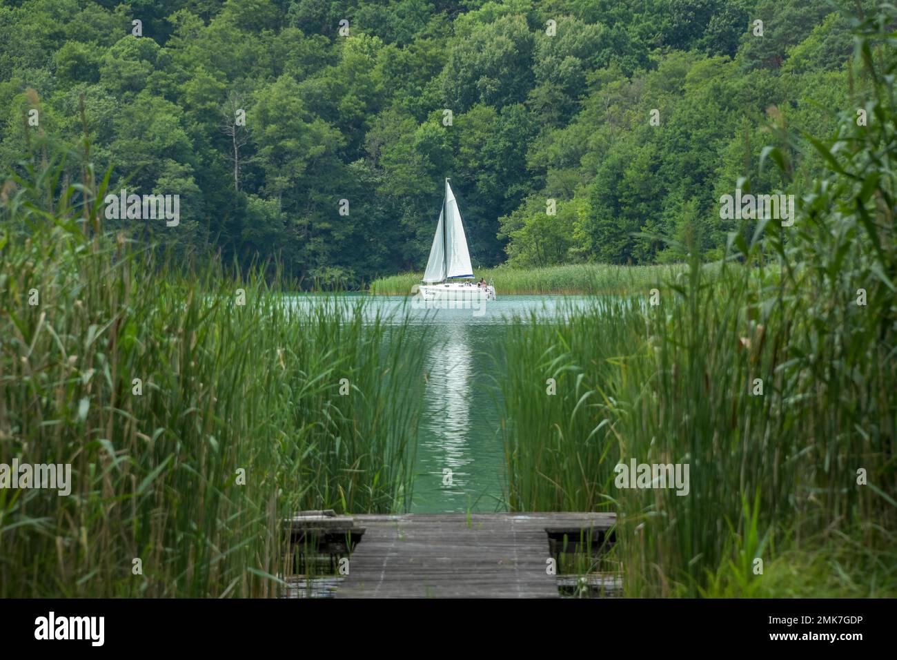 Footbridge to the Schermuetzelsee at the Brecht-Weigel-Haus, Buckow ...