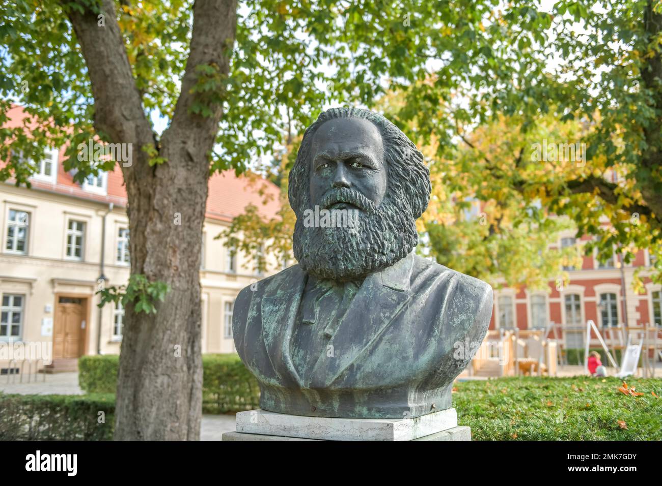 Karl Marx bust, Wichmannstrasse, Neuruppin, Ostprignitz-Ruppin district ...