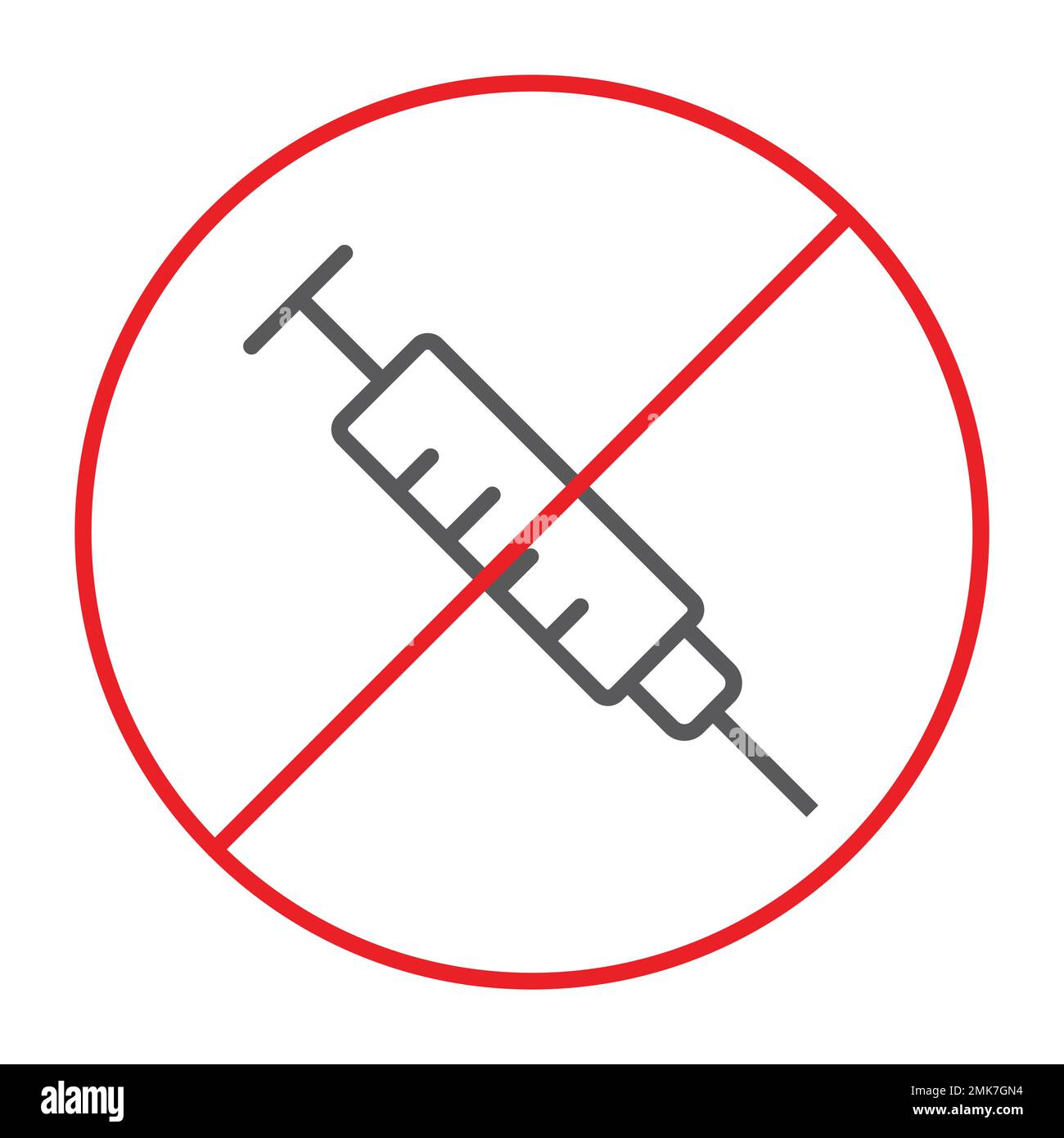 No drugs thin line icon, prohibited and forbidden, no syringe sign ...