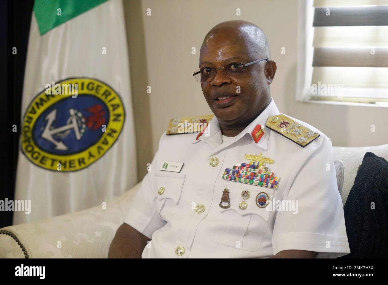 In this photo taken Friday March 22, 2019, Admiral Ibok-Ete Ekwe Ibas ...