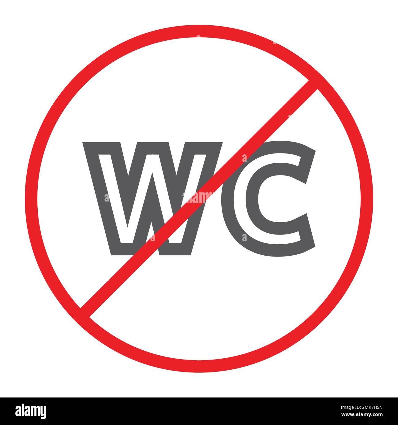 No wc line icon, prohibited and closed, no restroom sign, vector ...
