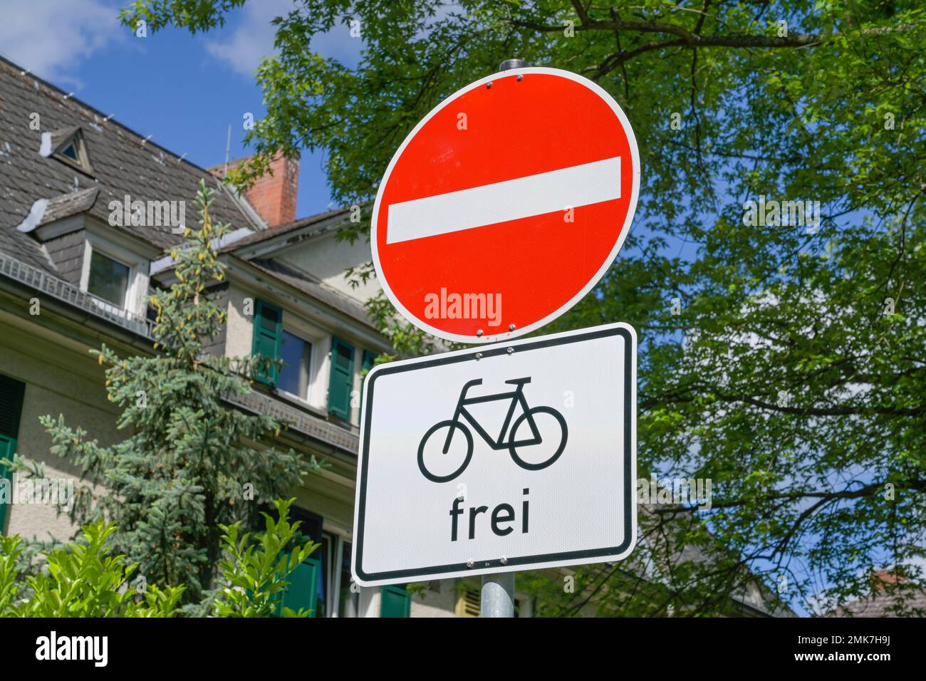 Traffic sign, No entry, Bicycle free, Wiesbaden, Hesse, Germany Stock ...