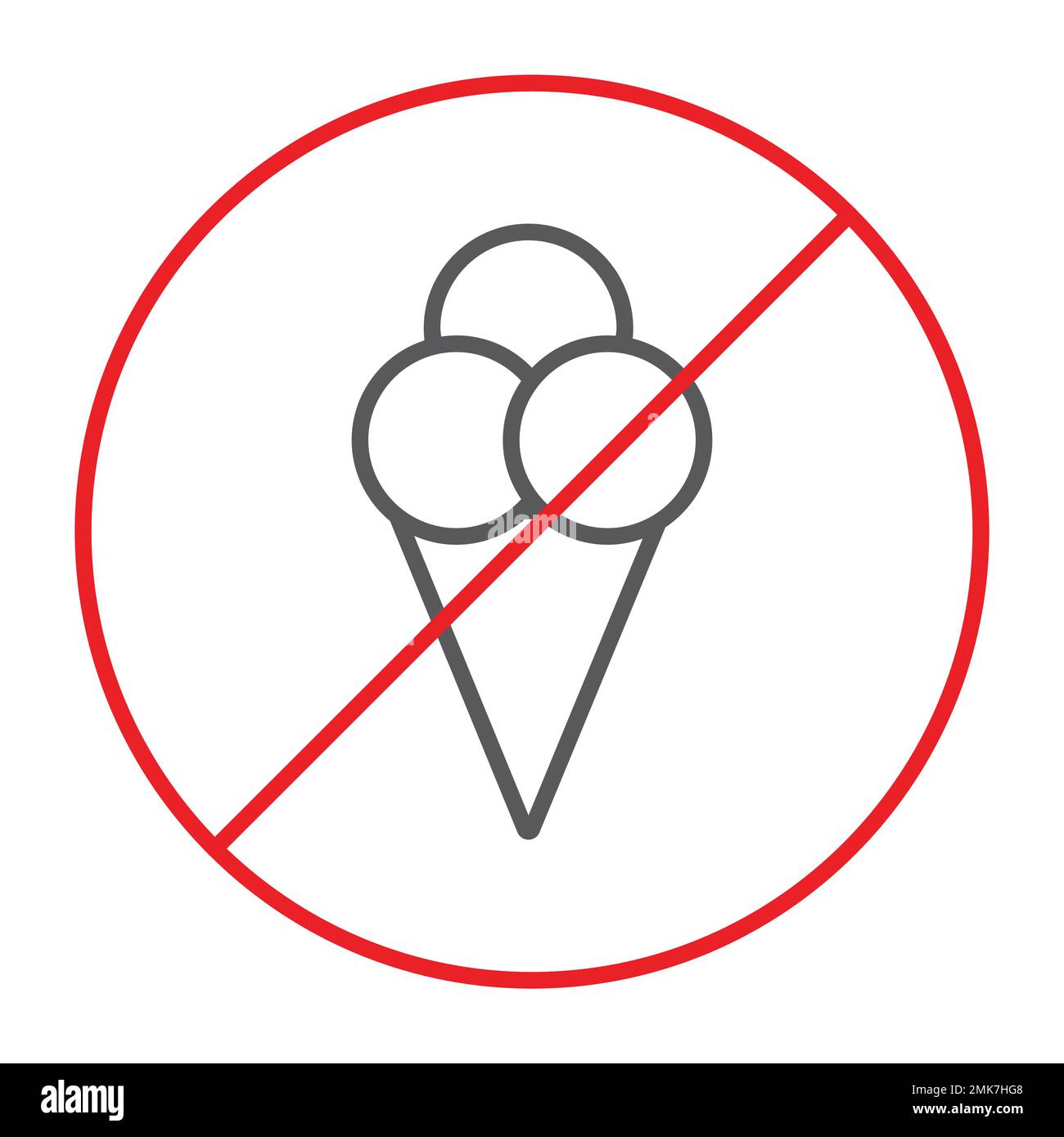 No ice cream thin line icon, prohibited and ban, no food sign, vector ...