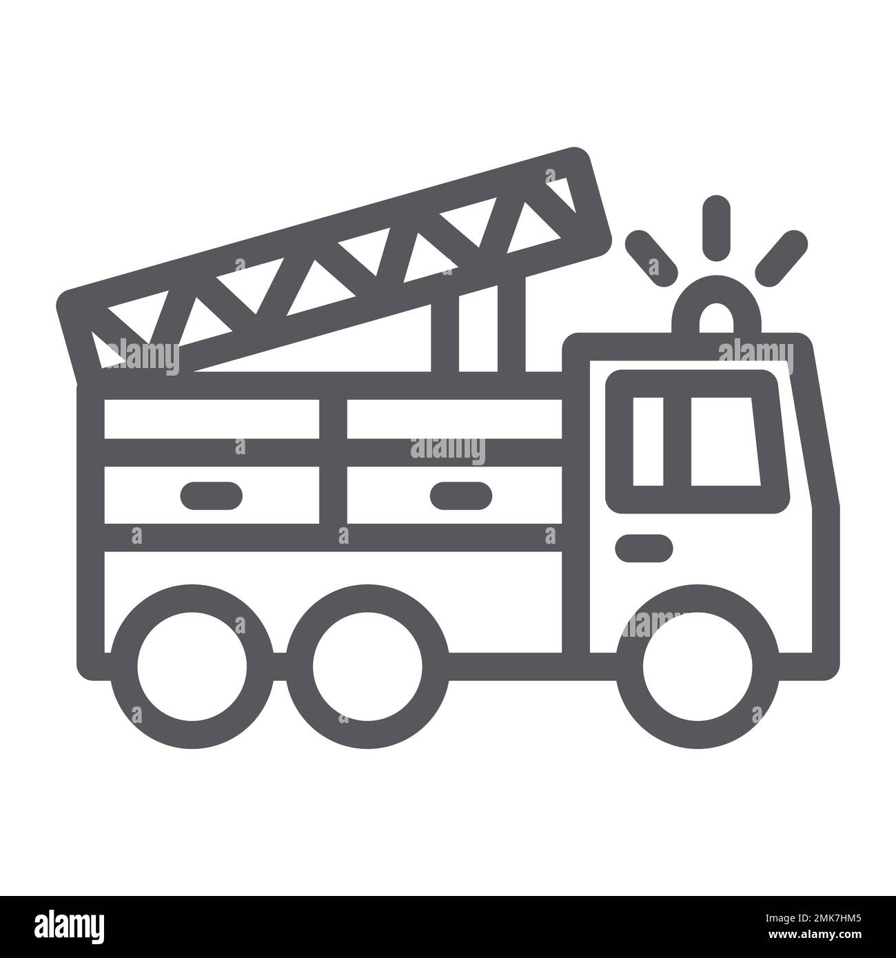 Fire truck line icon, transport and emergency, firefighter car sign ...