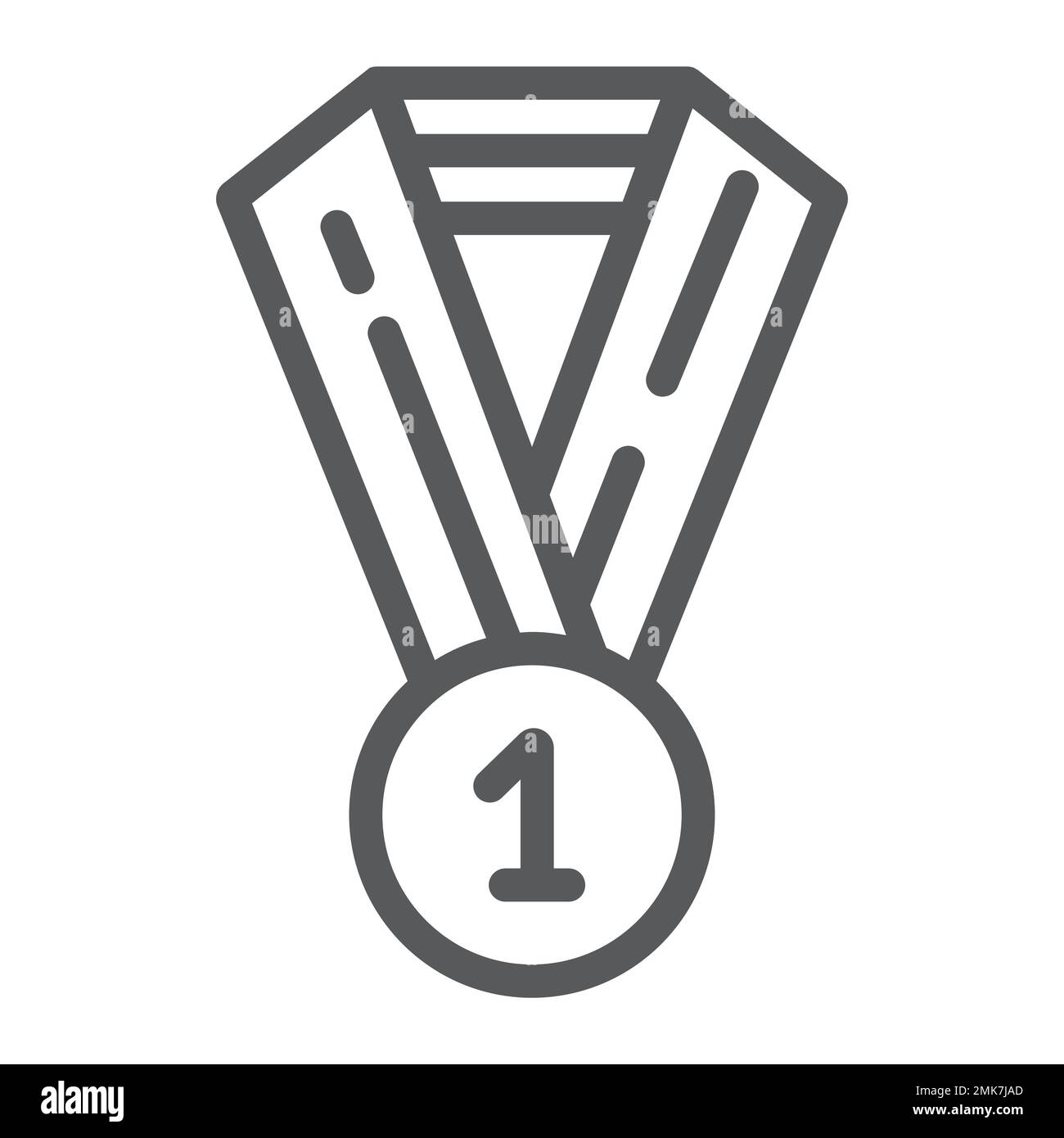 Medal line icon, badge and award, prize sign, vector graphics, a linear ...