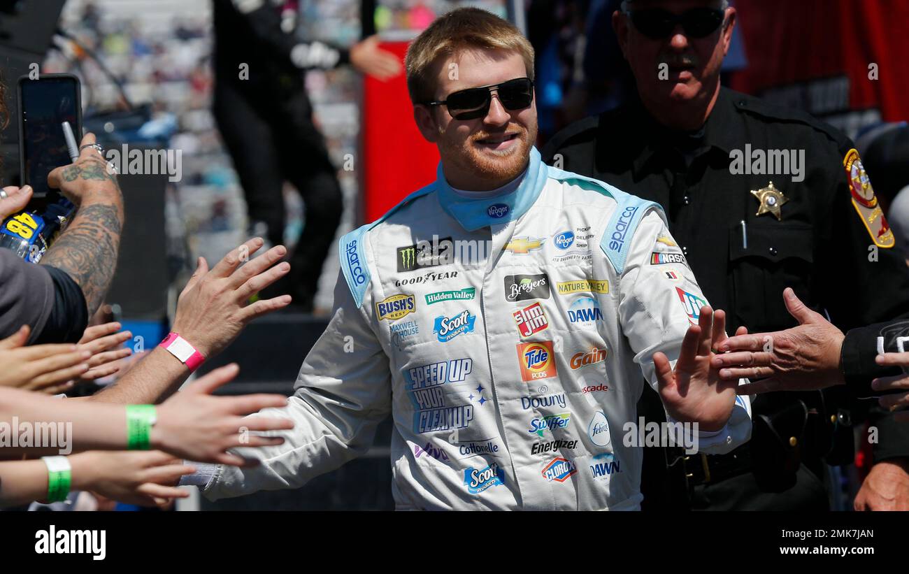 NASCAR Cup Series driver Chris Buescher (37) greets fans during driver ...