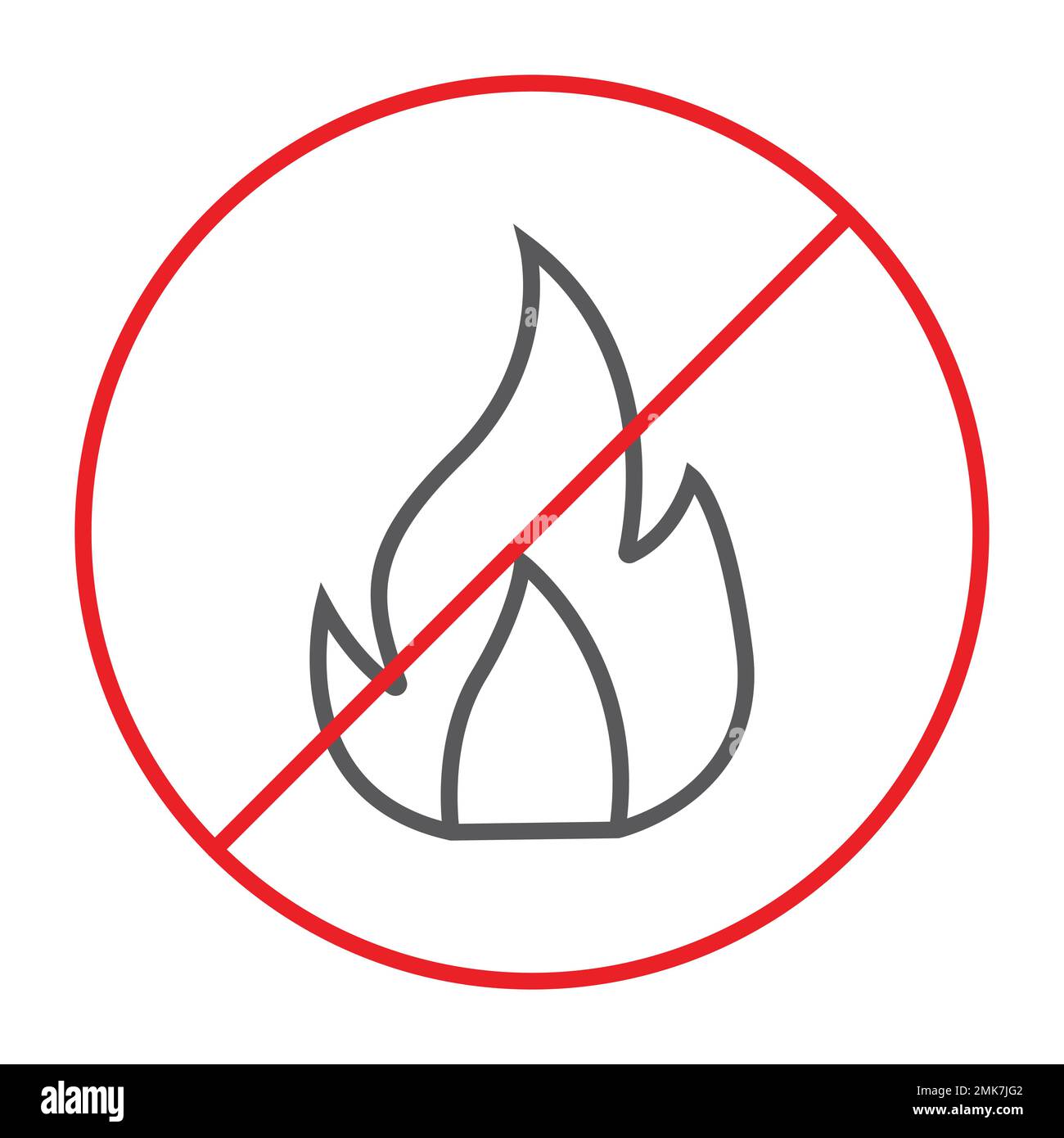 No fire thin line icon, prohibited and warning, no flame sign, vector ...