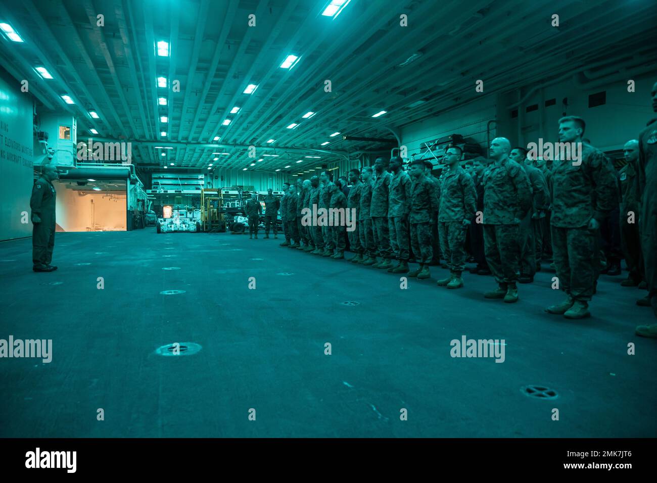 U.S. Marines assigned to the 31st Marine Expeditionary Unit stand in ...