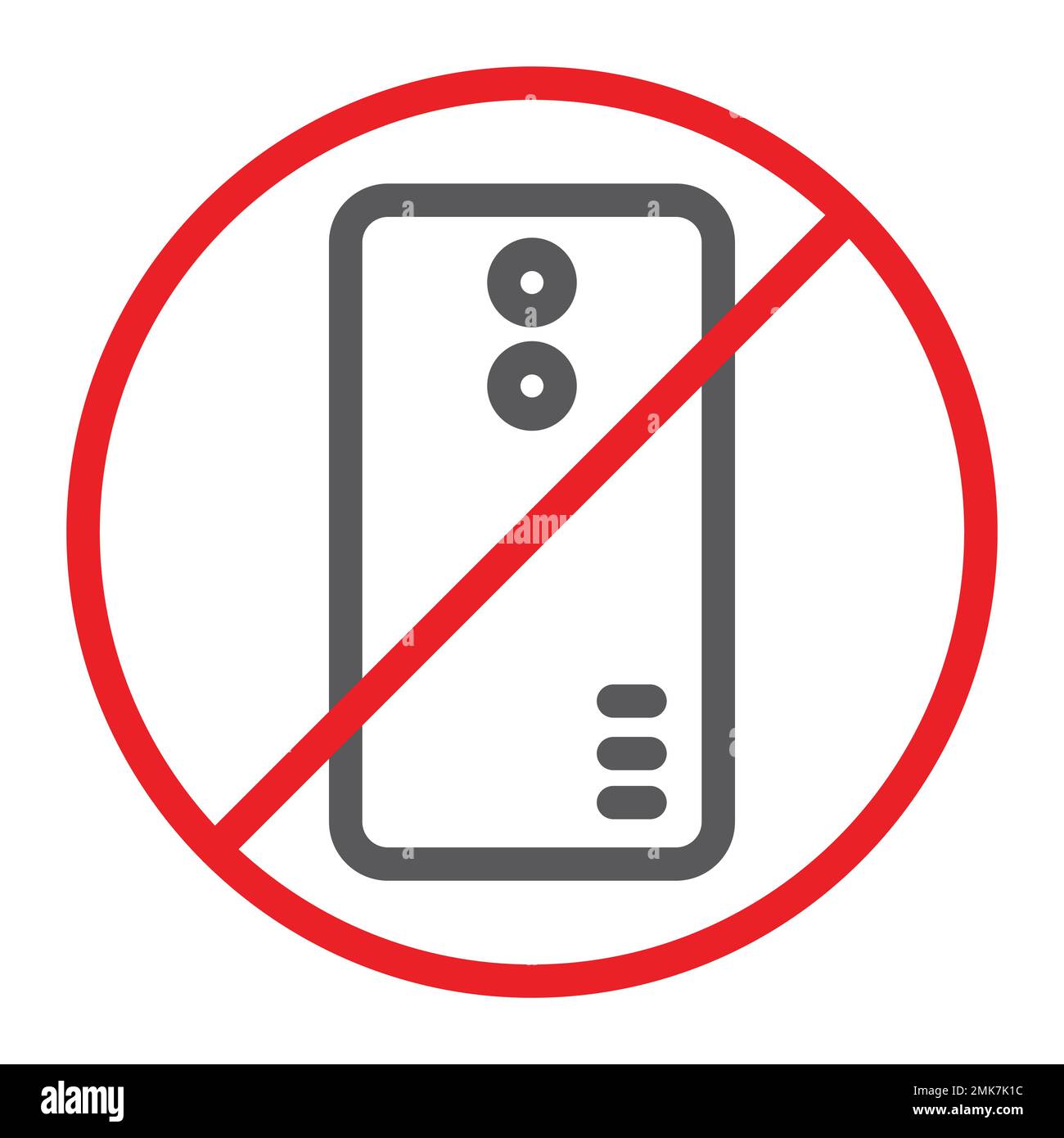 No phone line icon, prohibited and ban, no call sign, vector graphics ...