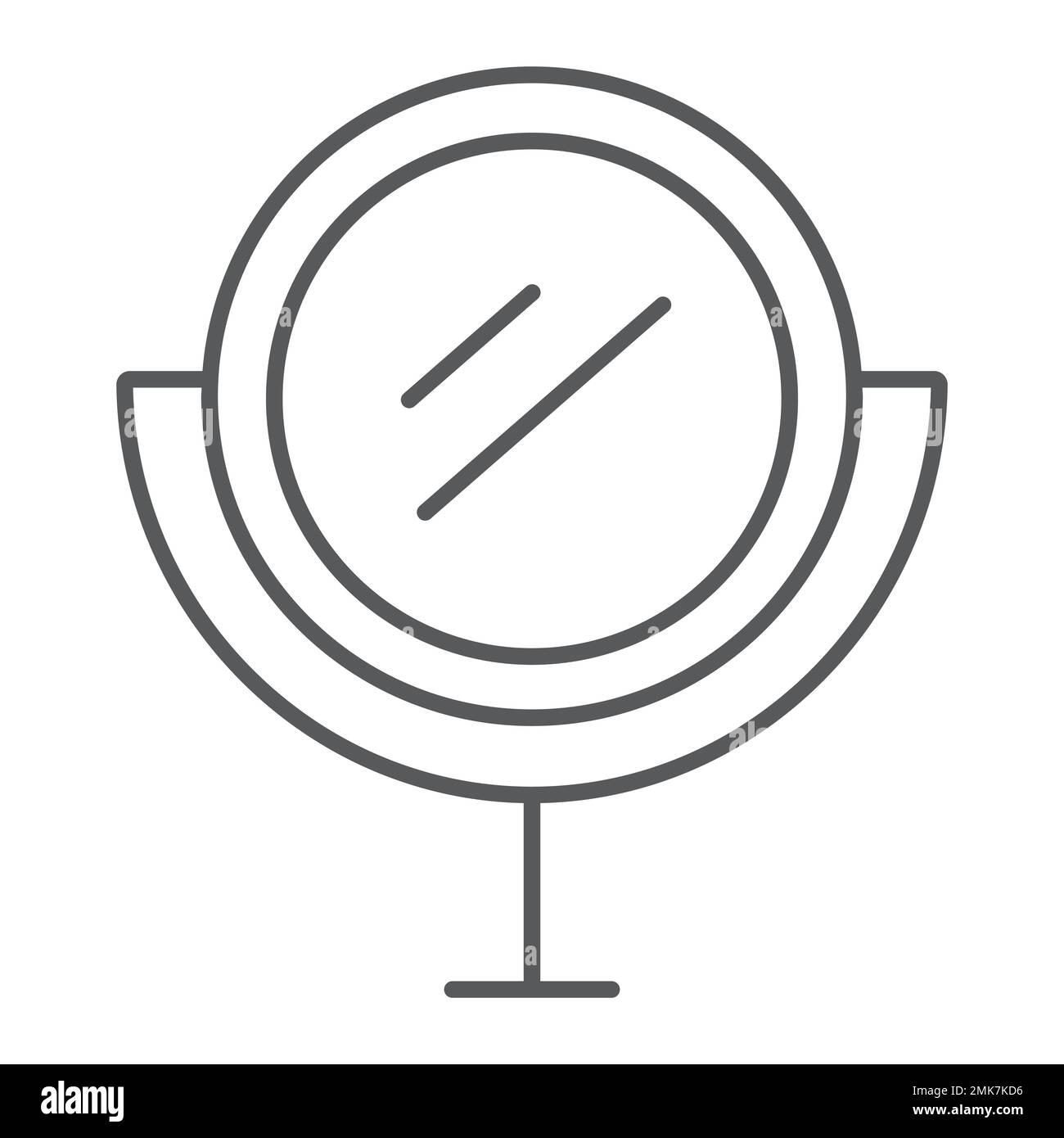 Table mirror thin line icon, glass and reflection, round mirror sign ...