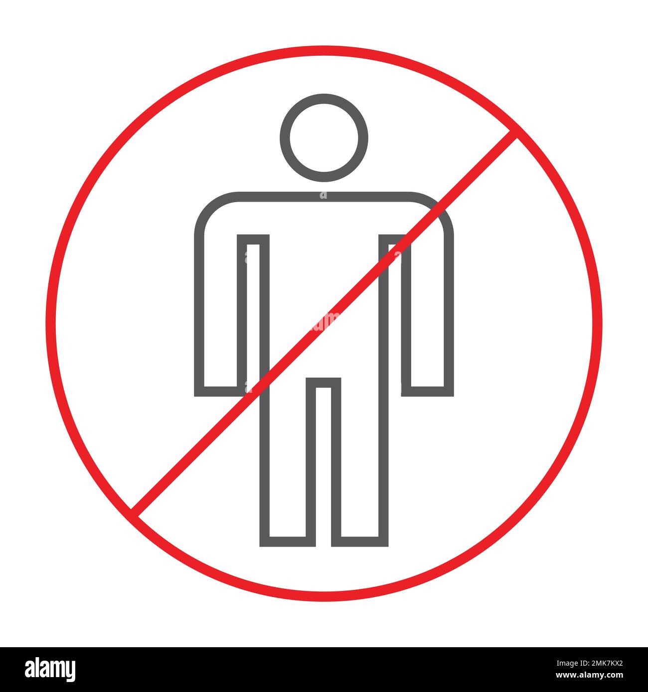 No people thin line icon, prohibited and ban, no human sign, vector ...
