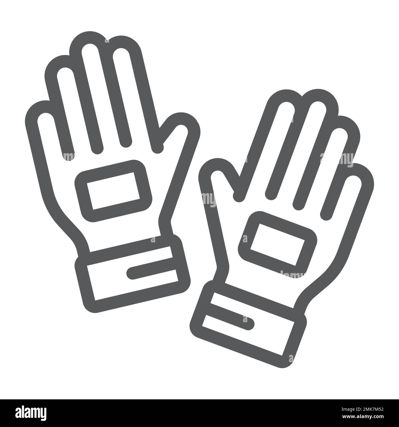 Goalkeeper gloves line icon, clothes and football, soccer gloves sign ...