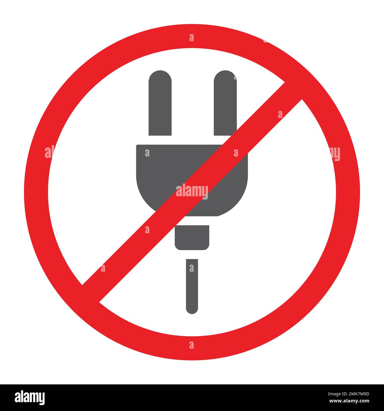 No plug glyph icon, prohibited and forbidden, do not connect sign ...