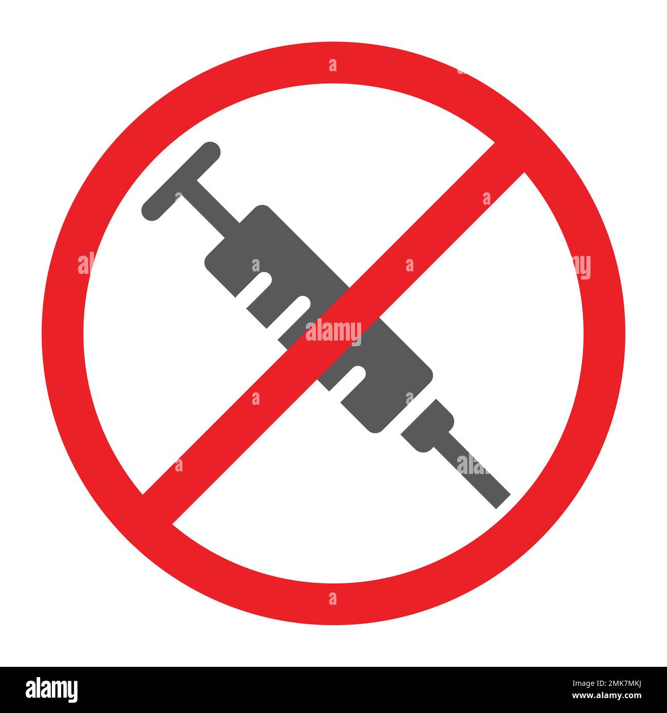 No drugs glyph icon, prohibited and forbidden, no syringe sign, vector ...
